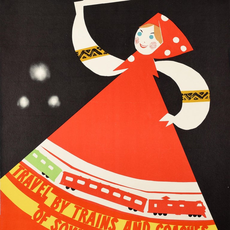 Original Vintage Travel Poster Soviet Railways Travel By Trains And ...