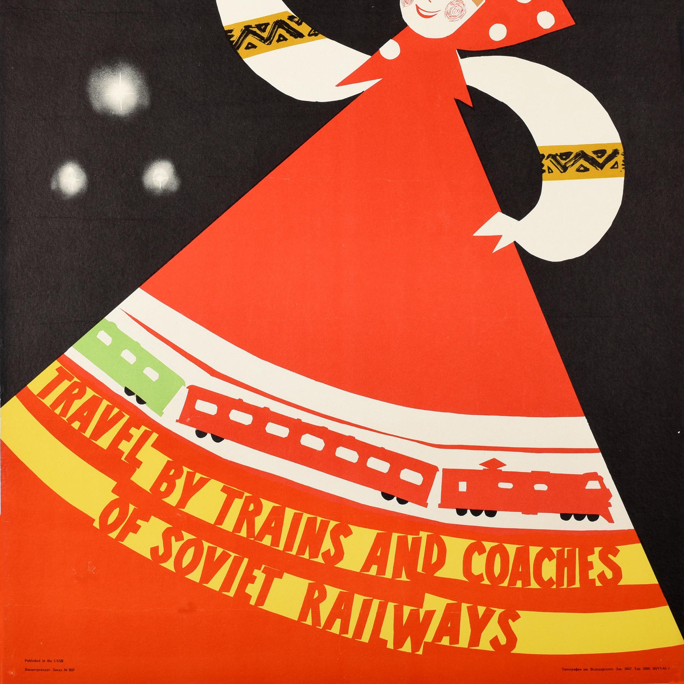 Original Vintage Travel Poster Soviet Railways Travel By Trains And ...