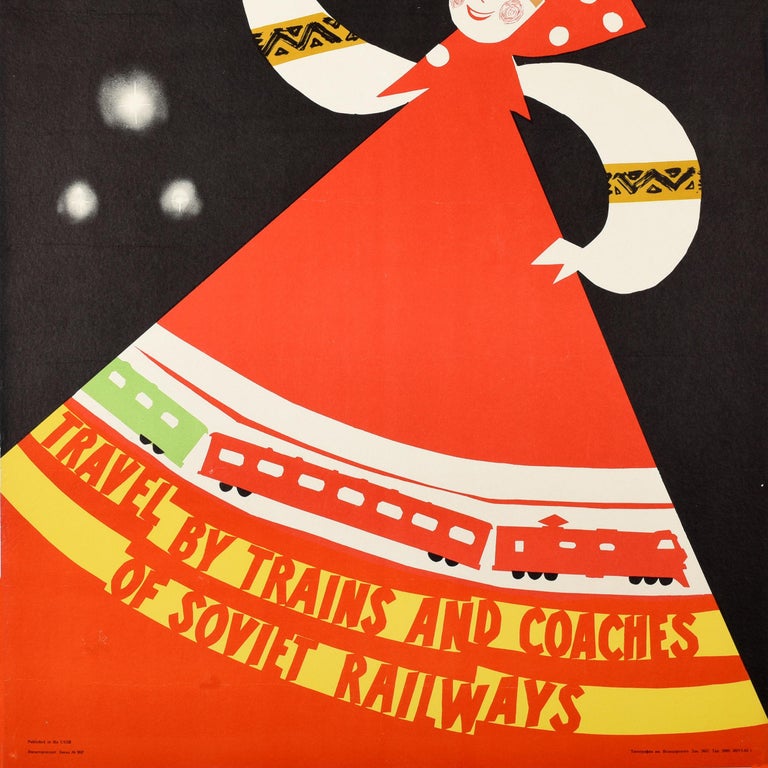 Original Vintage Travel Poster Soviet Railways Travel By Trains And ...