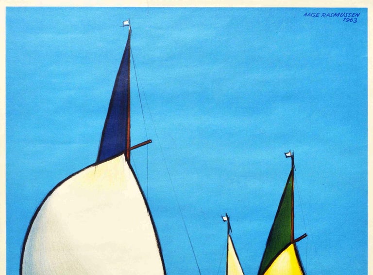 Original Vintage Travel Poster Svendborg Danmark Sailing Pleasure Boat ...