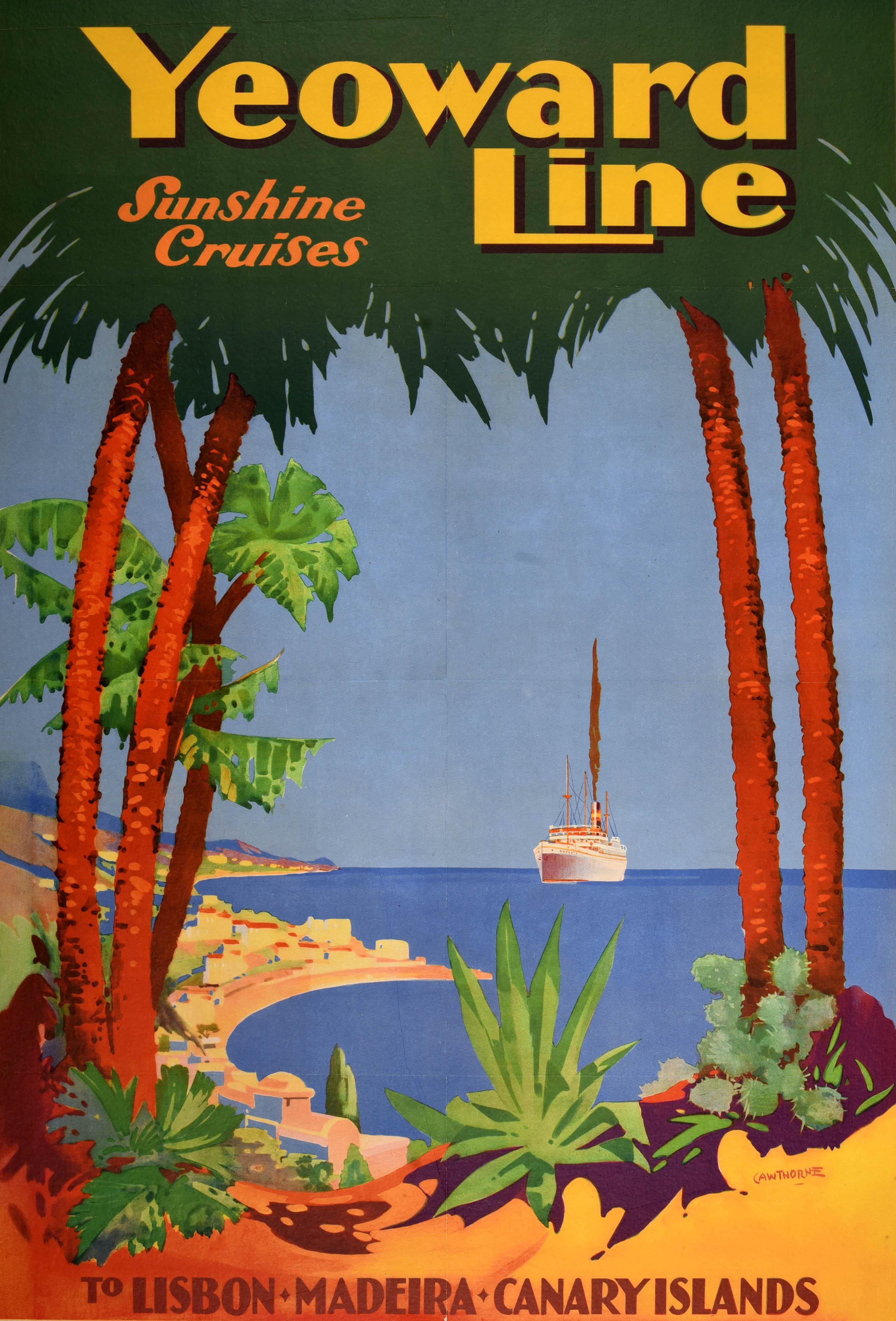 Original Vintage Travel Poster Yeoward Line Sunshine Cruises Portugal ...