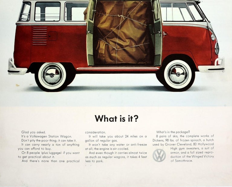 Original Vintage Volkswagen Poster VW Camper Van Station Wagon Car ...