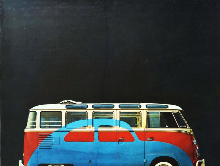 Original Vintage Volkswagen Poster VW Station Wagon Camper Beetle Car ...