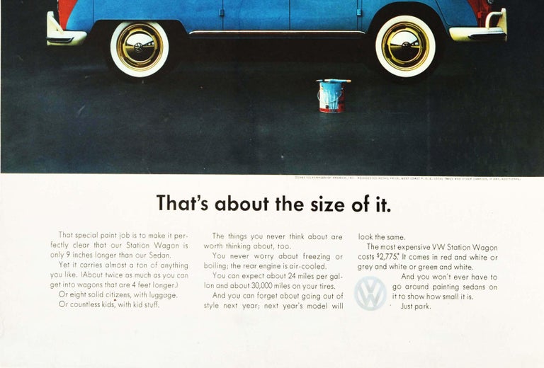 Original Vintage Volkswagen Poster VW Station Wagon Camper Beetle Car ...