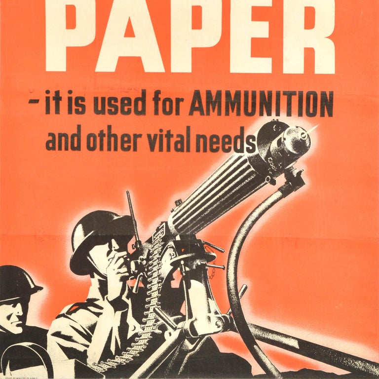 Original Vintage War Poster Put Out Waste Paper Recycle WWII Home Front ...