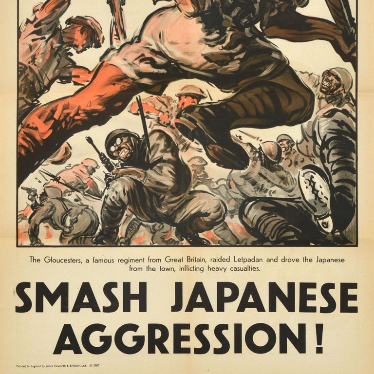 Original Vintage War Propaganda Poster Smash Japanese Aggression WWII ...