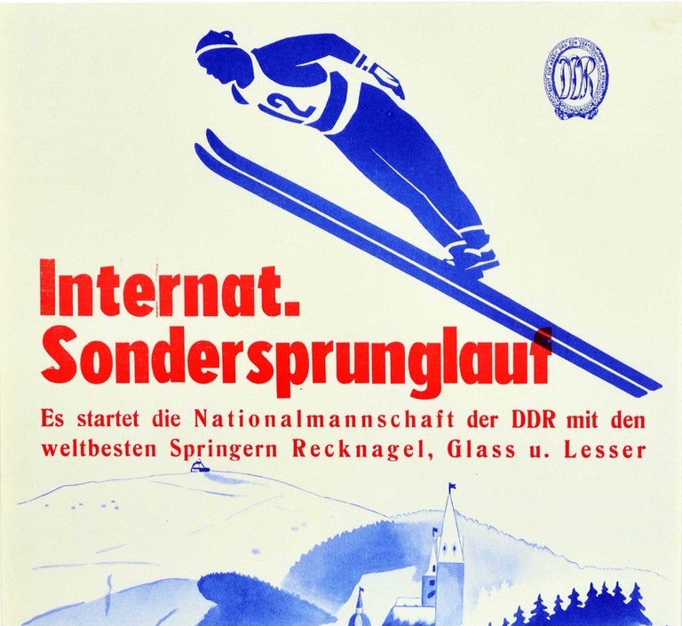 Original Vintage Winter Sport Poster Sprunglauf Neuhasen Ore Mountains ...