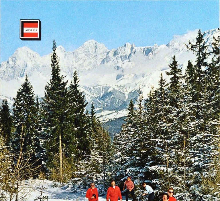 Original Vintage Winter Travel Poster Osterreich Austria Autriche Hiking Photo For Sale at 1stDibs