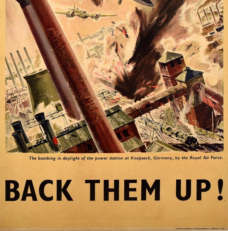 Original Vintage WWII Poster Back Them Up RAF Royal Air Force Aircraft ...
