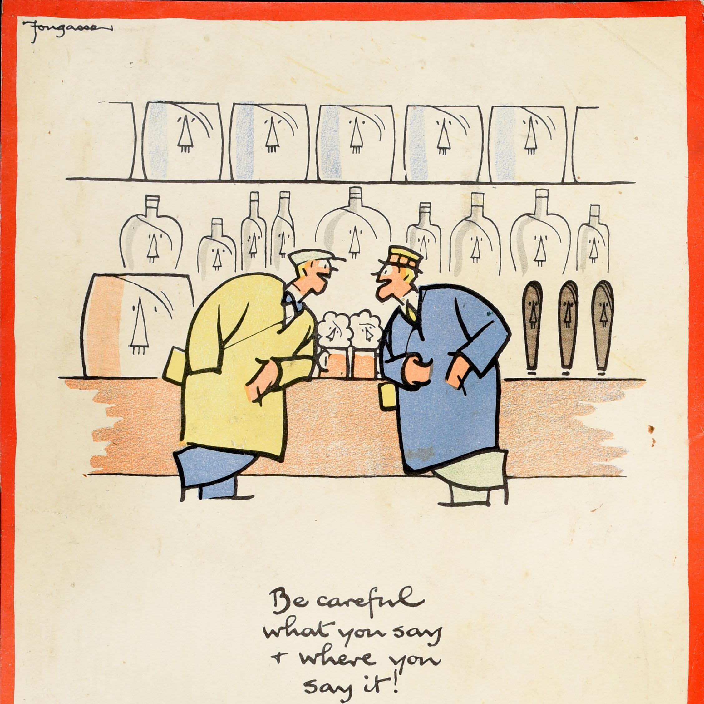 Original Vintage WWII Poster Careless Talk Costs Lives Pub Fougasse ...