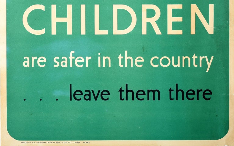 Original Vintage WWII Poster Children Are Safer In The Country War ...