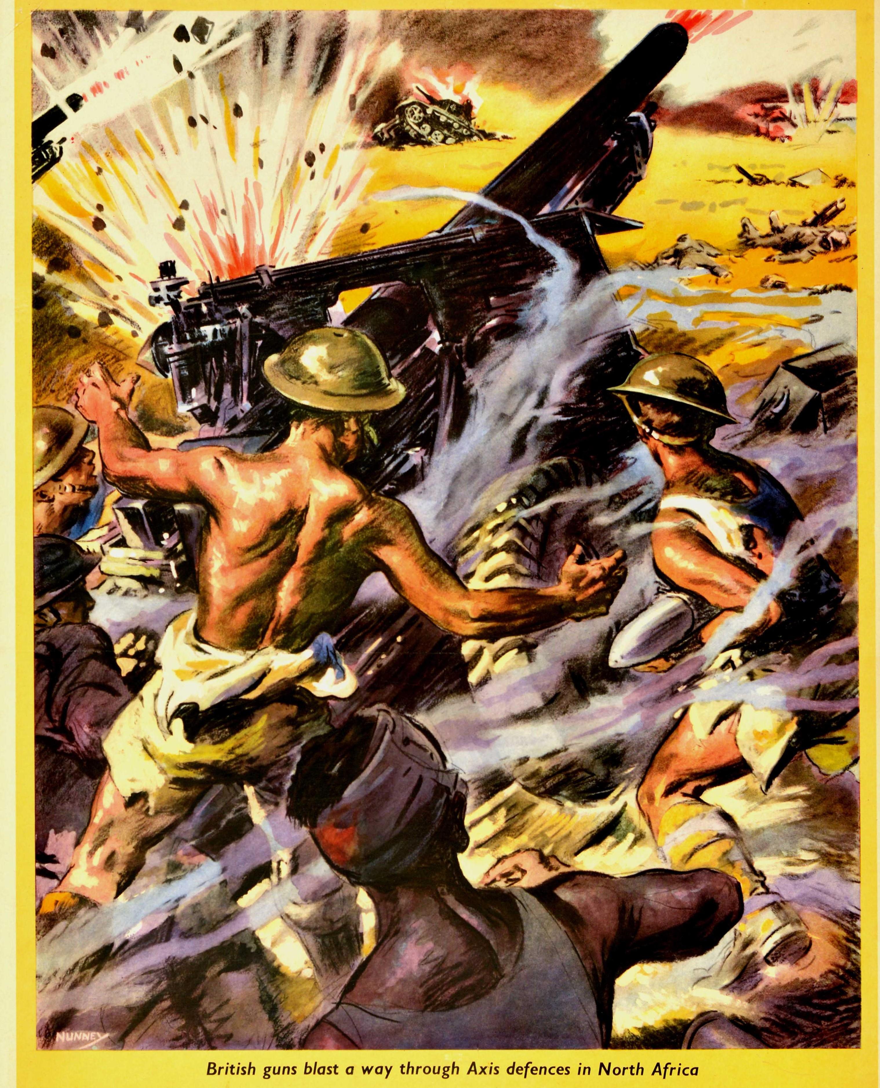 Original Vintage WWII Poster Downfall Of The Dictators British Guns ...