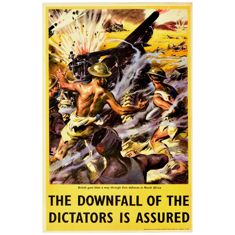 Original Vintage WWII Poster Downfall Of The Dictators British Guns ...