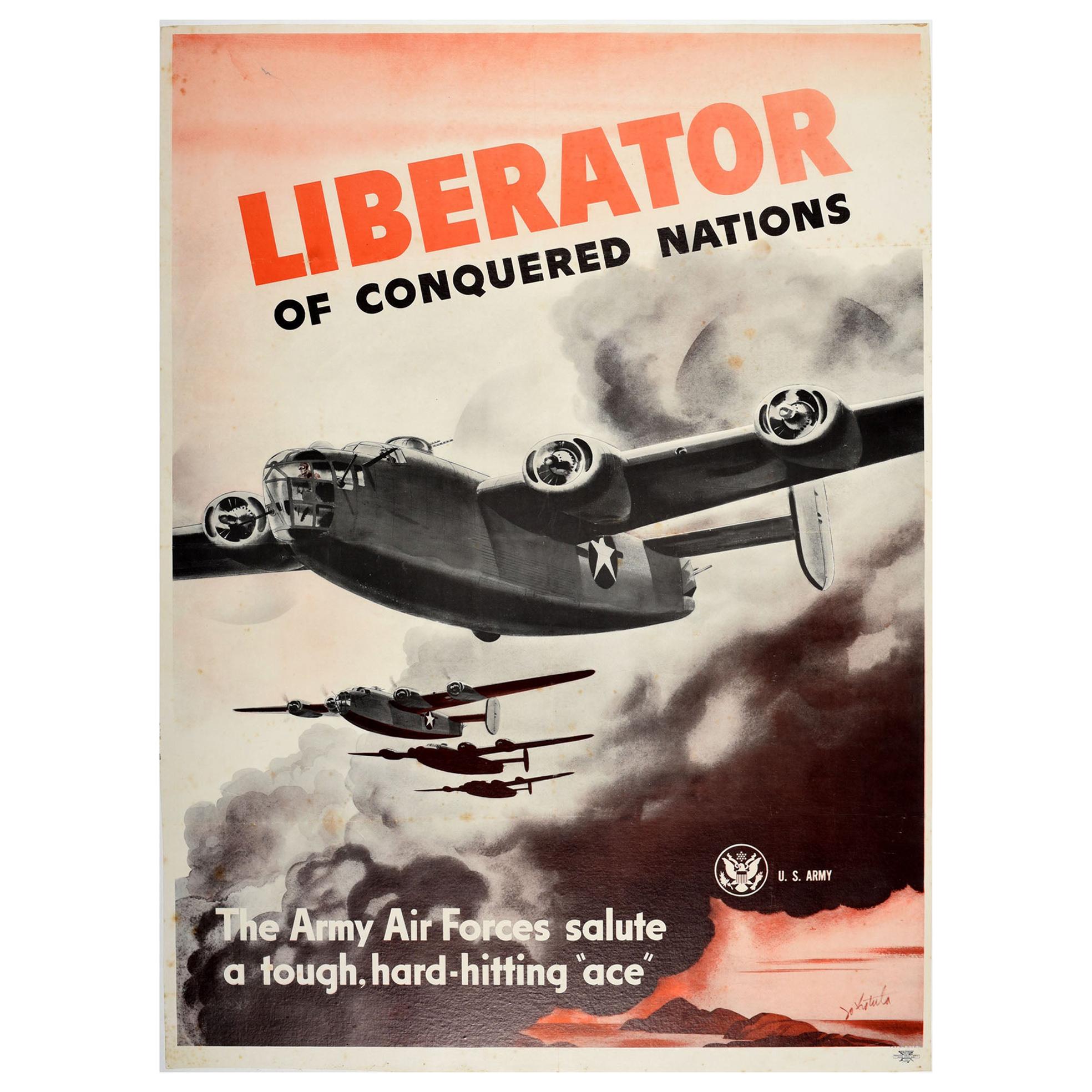 Original Vintage WWII Poster Liberator Bomber Plane US Air Force Army ...