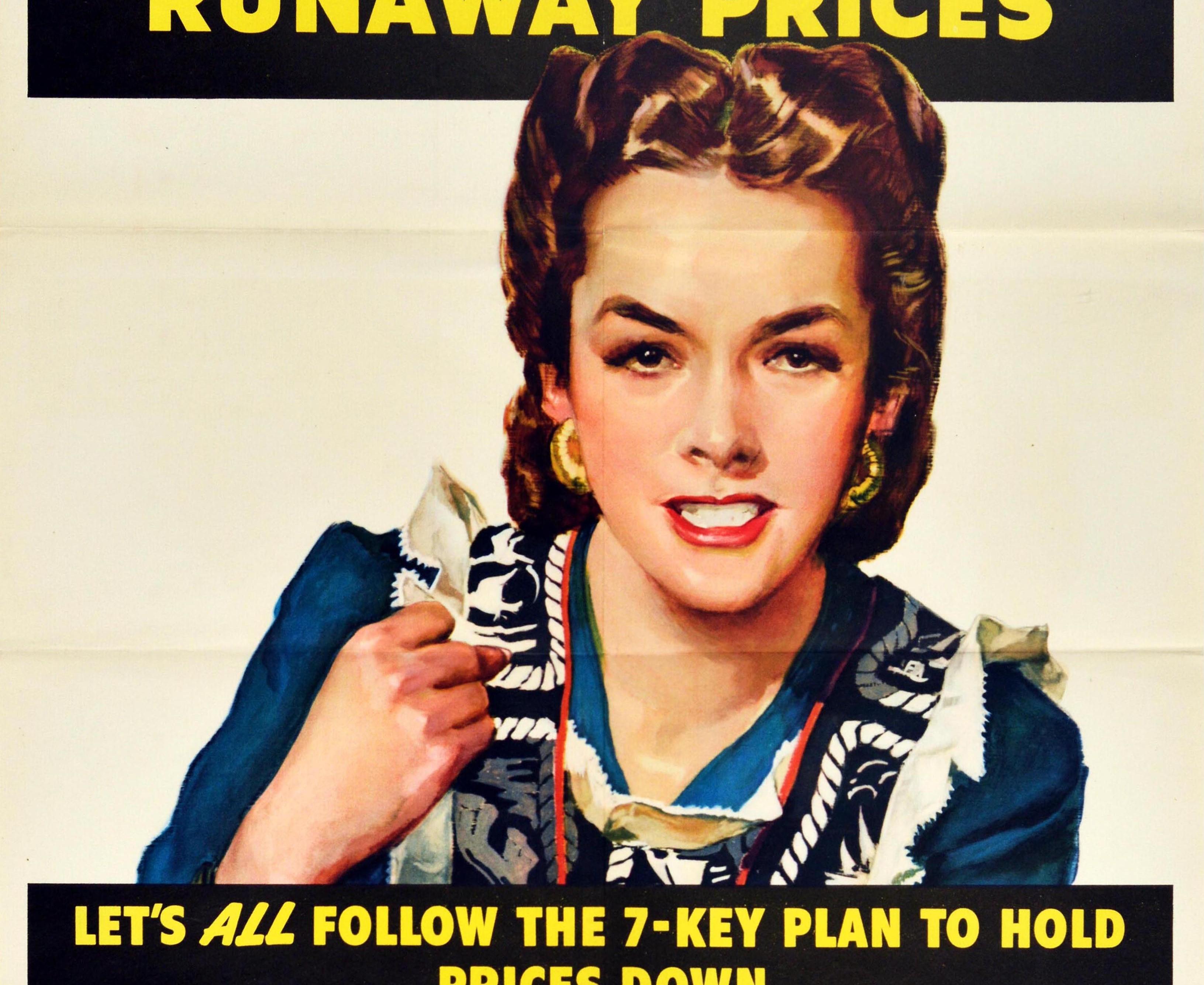 Original Vintage WWII Poster Runaway Prices Economy Rationing War Bonds ...