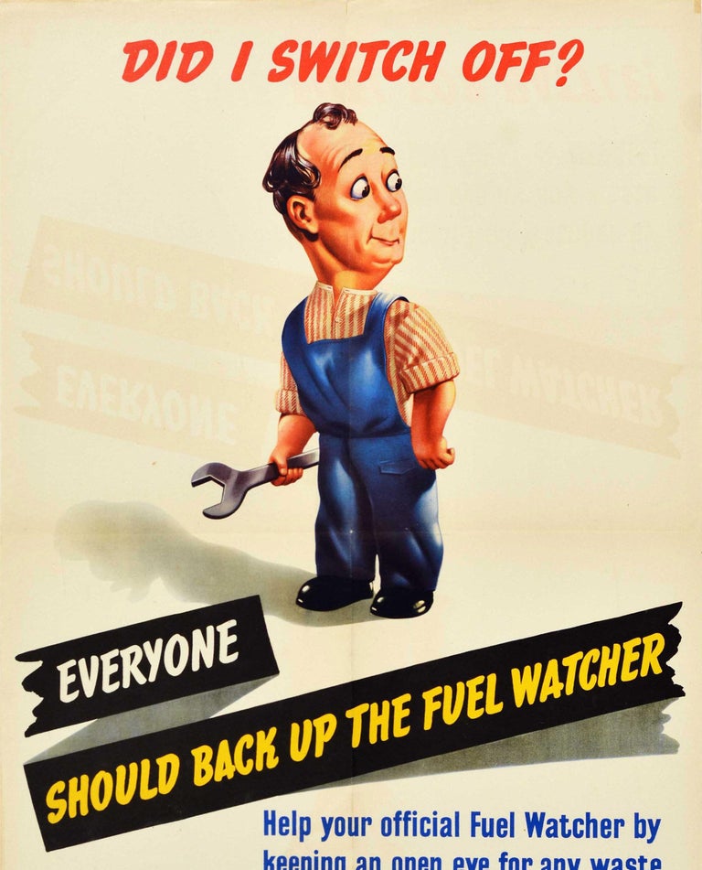 Original Vintage WWII Poster Switch Off Save Fuel For Battle Power ...