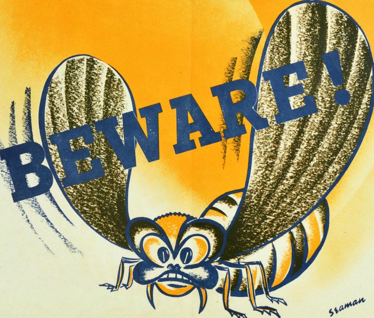 Original Vintage WWII Propaganda Poster Beware Wasp Design War ...