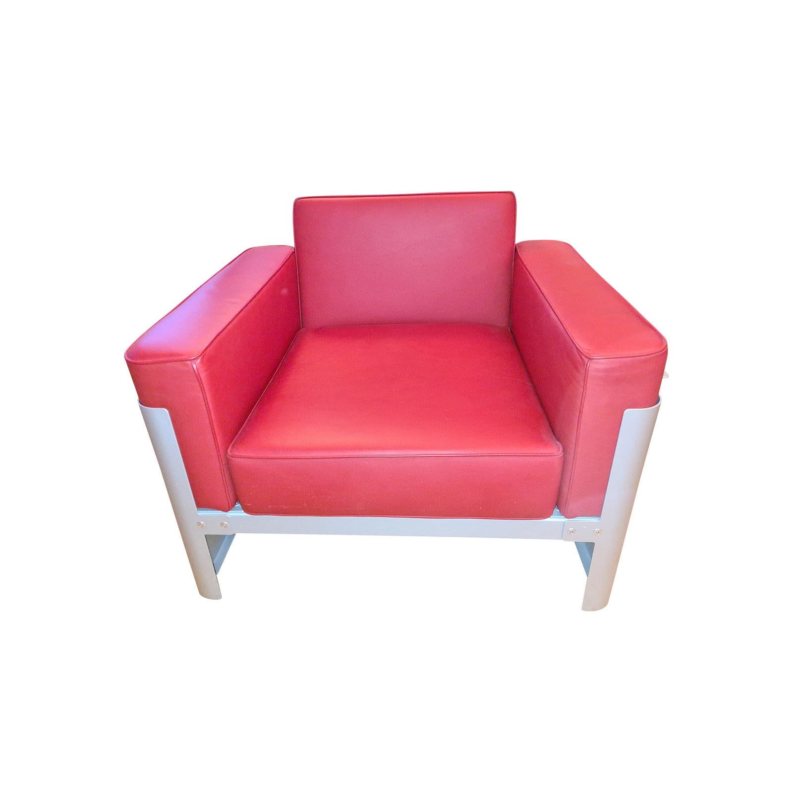 Original Walter Pichler, Silver Anodized Aluminum, Leather Galaxy Chair ...