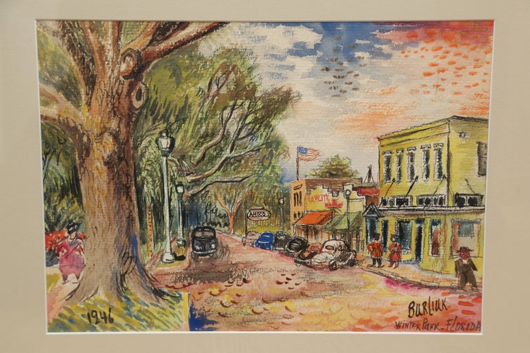 Original Watercolor of Winter Park, Florida by David Burliuk For Sale ...