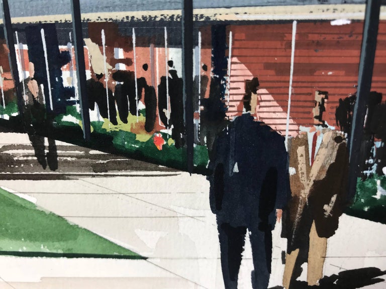 Original Watercolor, Modernist Architectural Rendering, ,Maxwell ...