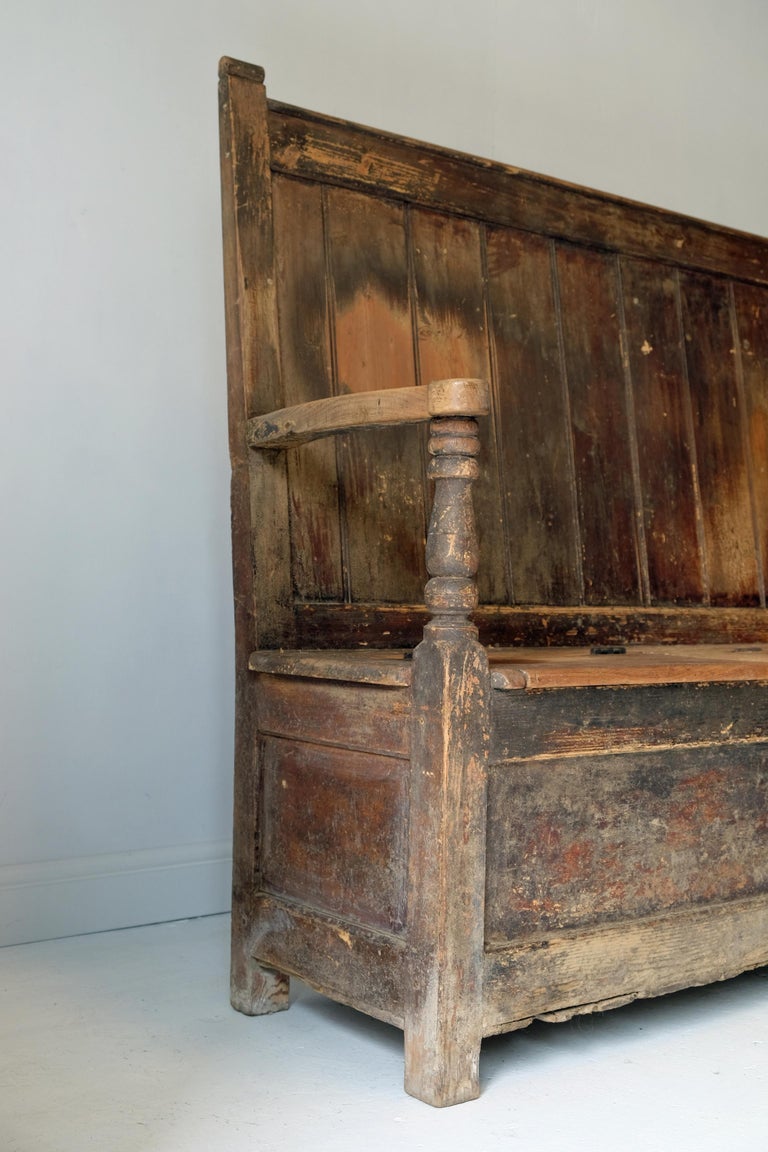 Original Welsh Pine Settle, Early 19th Century, Character, Rustic, Country at 1stDibs