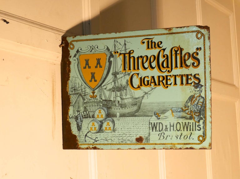 Original Wills Cigarette Pictorial Advertising Enamel Sign at 1stDibs