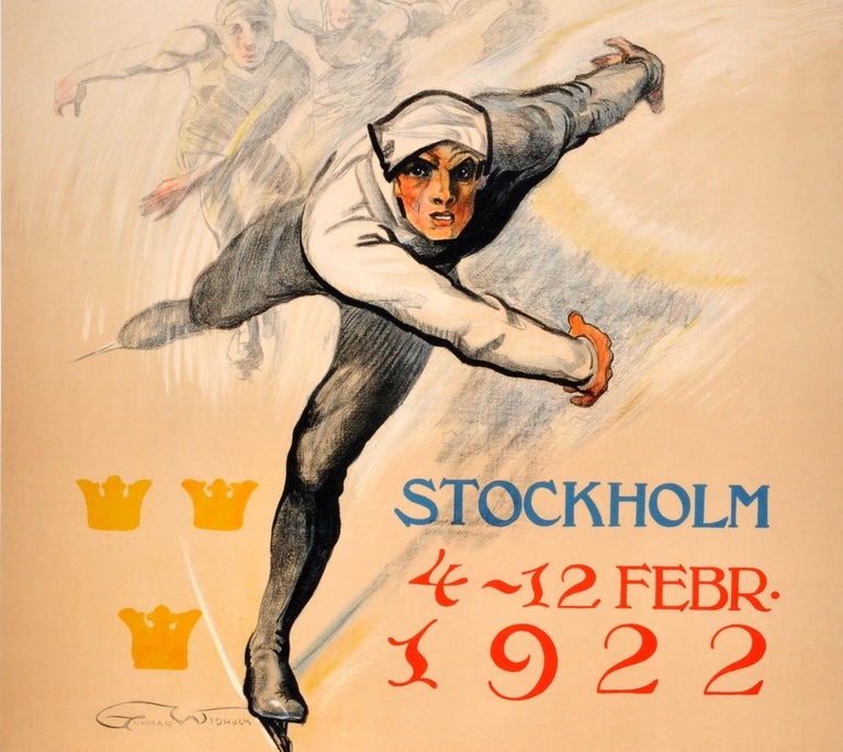 Original Winter Sports Poster For The 1922 Northern Games Featuring Ice ...