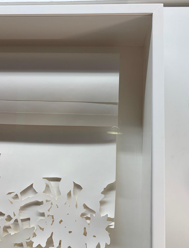 Original Extra Large Floral Lace Cut Paper Mixed-Media Art in Lucite ...