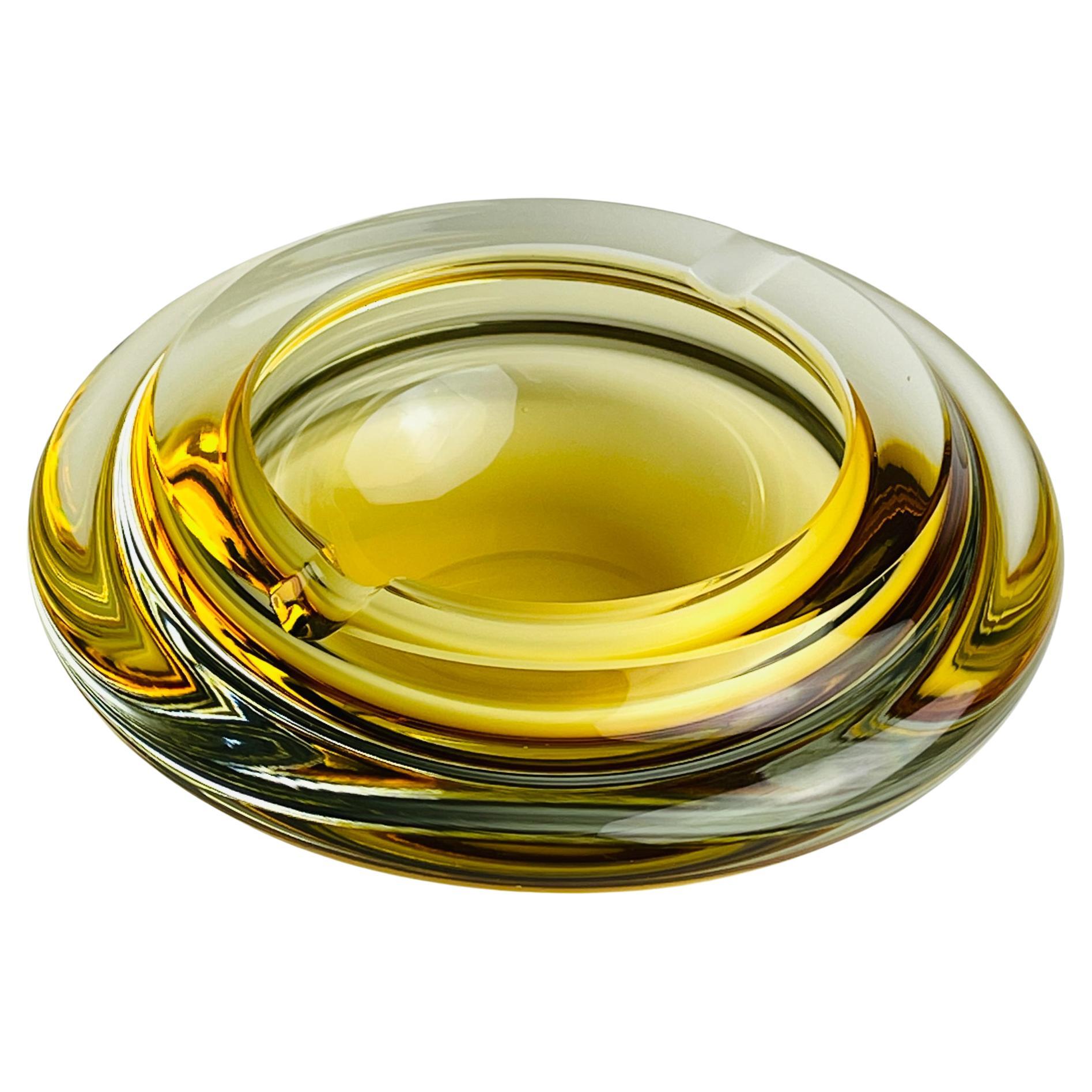 Original yellow murano glass ashtray, Italy, 1980s For Sale at 1stDibs
