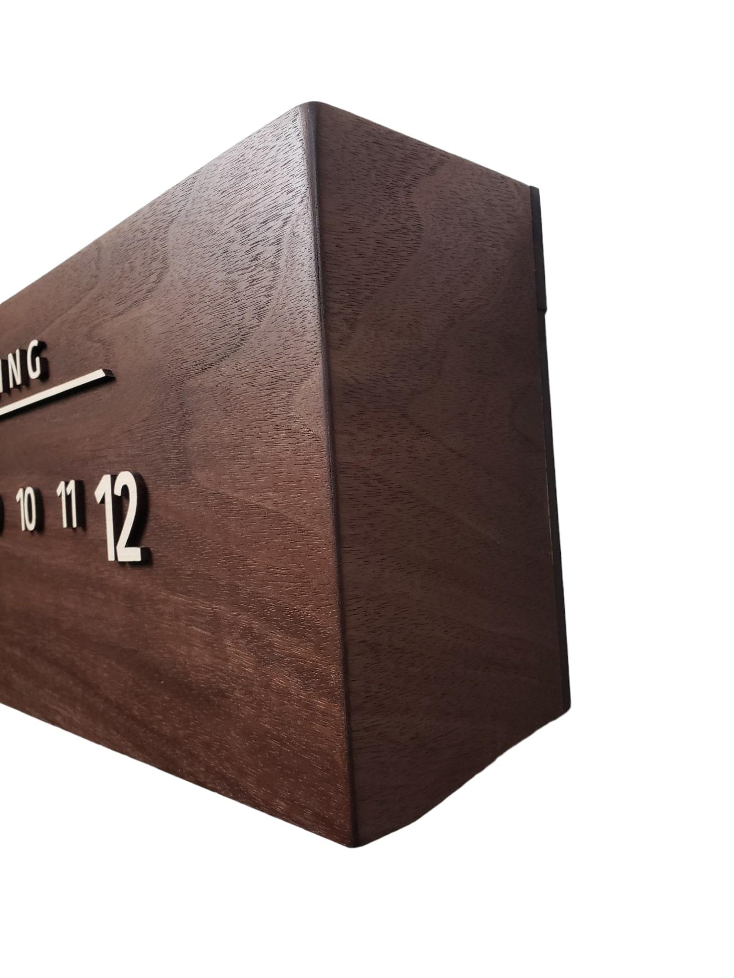 Orion: 3-Foot Walnut and Maple Linear Wall Clock For Sale at 1stDibs