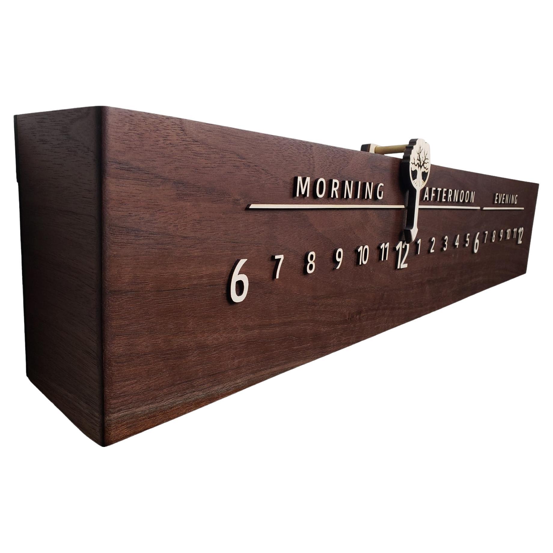 Orion: 3-Foot Walnut and Maple Linear Wall Clock For Sale at 1stDibs