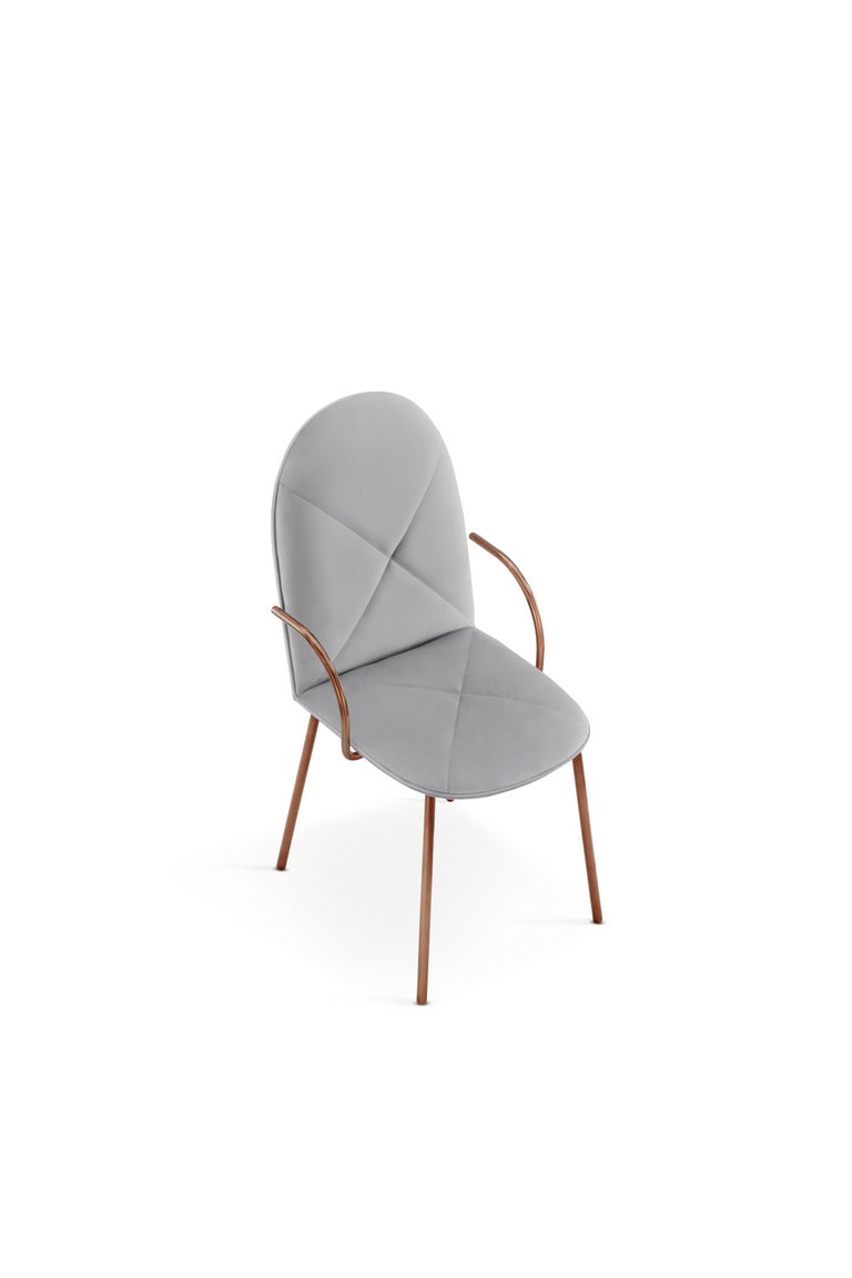 Orion Dining Chair with Plush Gray Velvet and Rose Gold Arms by Nika ...