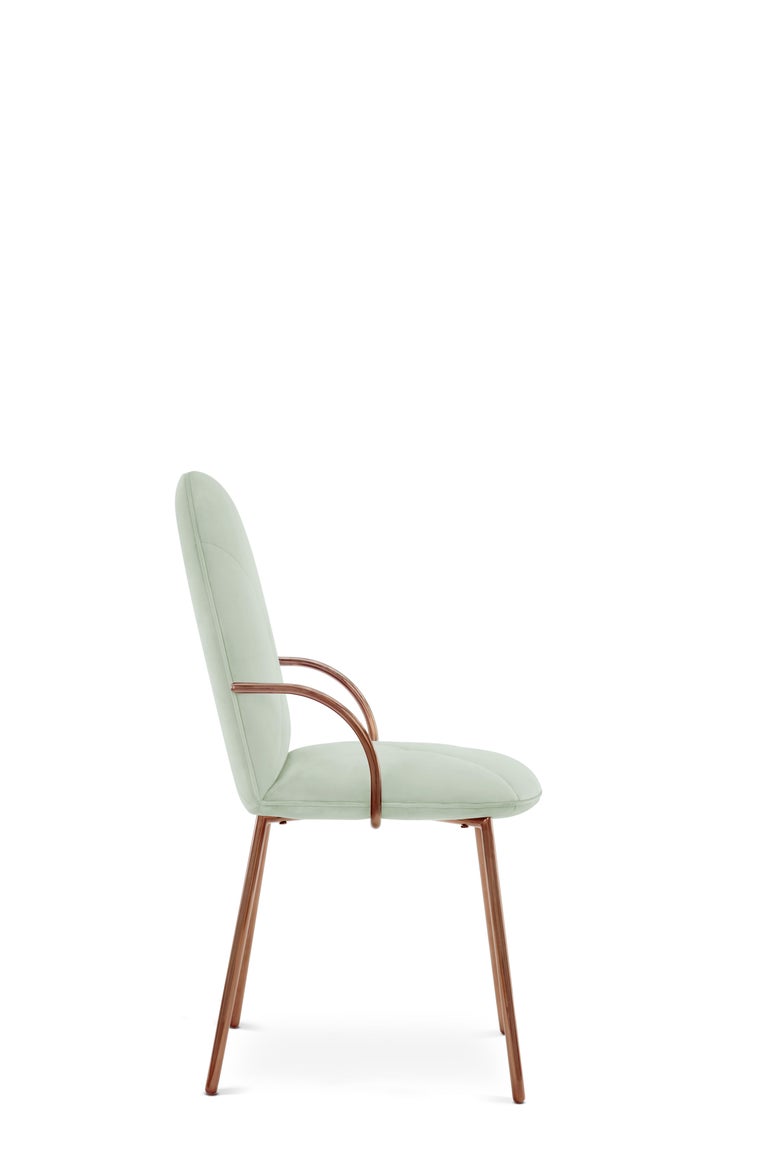 Orion Dining Chair with Plush Mint Green Velvet and Rose Gold Arms by ...