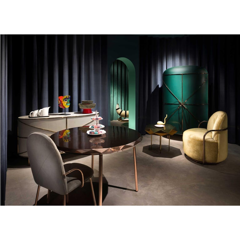 Orion Dining Chair with Plush Gray Velvet and Rose Gold Arms by Nika ...