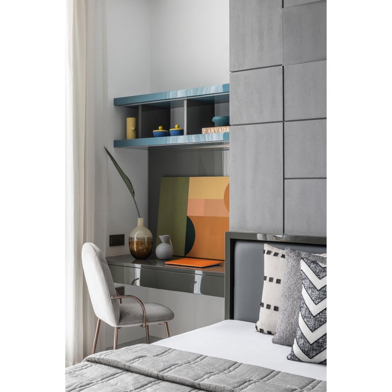 Orion Dining Chair with Plush Gray Velvet and Rose Gold Arms by Nika ...