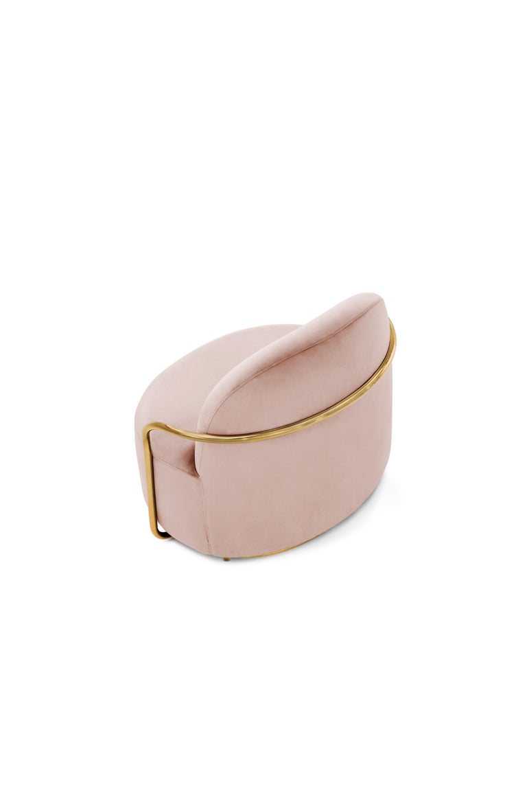 Orion Lounge Chair with Plush Pink Velvet and Gold Arms by Nika Zupanc ...