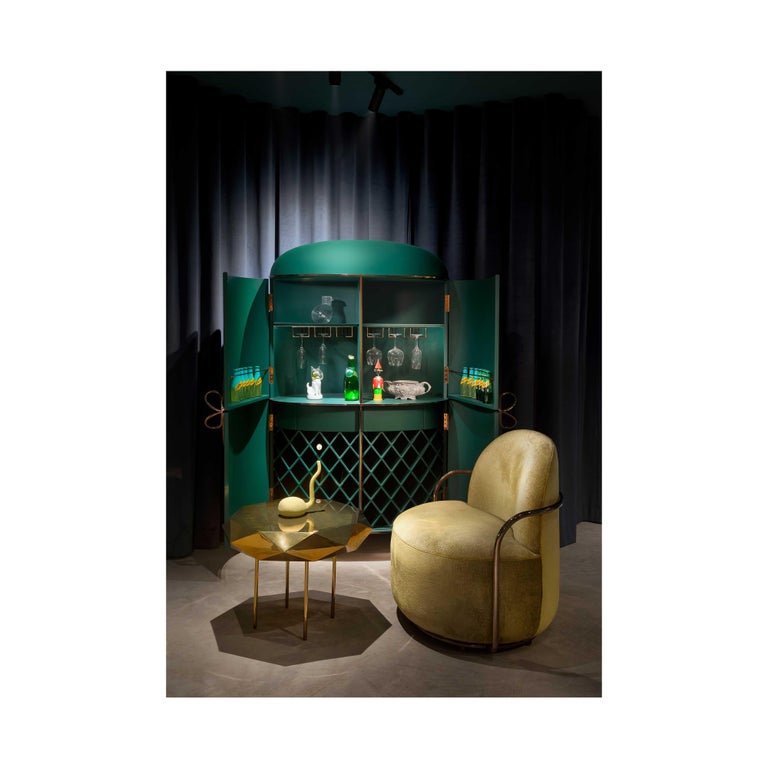 Orion Lounge Chair with Gold Dedar Velvet and Gold Arms by Nika Zupanc ...
