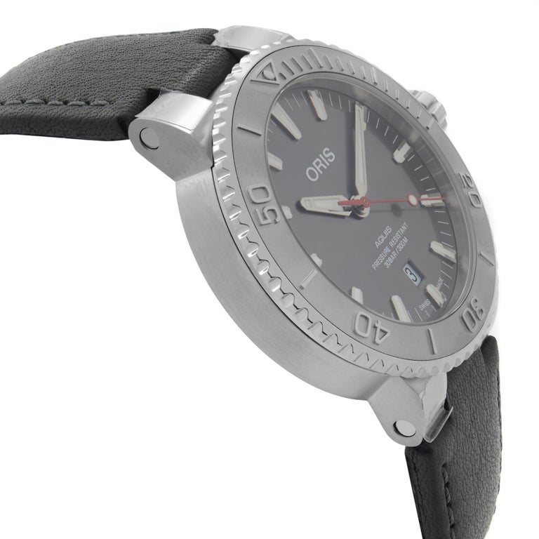 Oris Aquis Date Relief Steel Gray Dial Mens Watch 01 733 7730 4153-07 5 ...