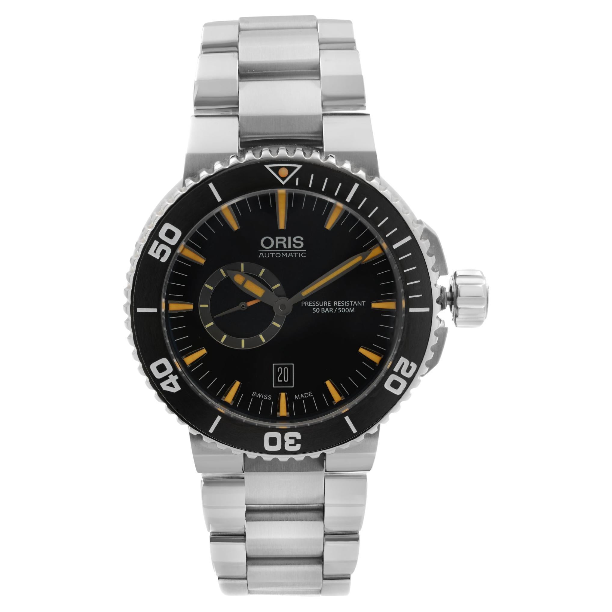 Oris Aquis Small Second Date 45.5 Steel Black Dial 01 743 7733 4159-07 ...