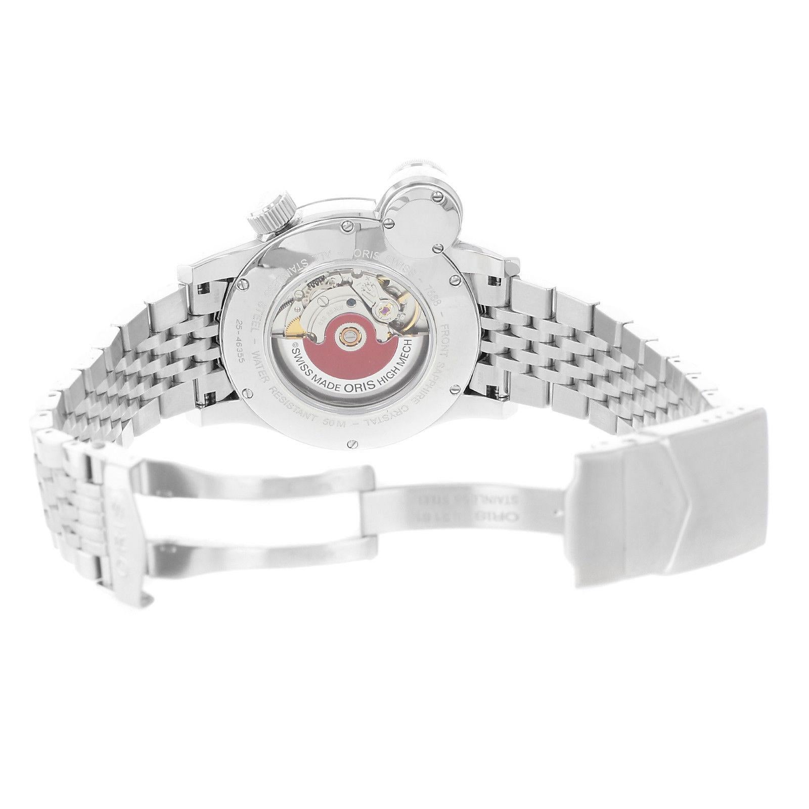 Oris Flight Timer Silver Day Date Steel Automatic Men’s Watch 635 7568 ...