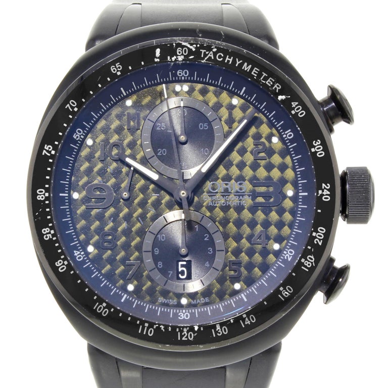 Oris TT3 Chronograph 7611 Black Titanium Carbon Fiber Dial Automatic ...