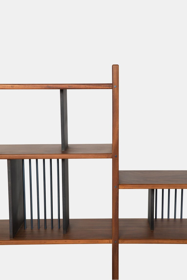 Orizaba Double Sided Bookcase A and C, Wood and Aluminium, Contemporary ...