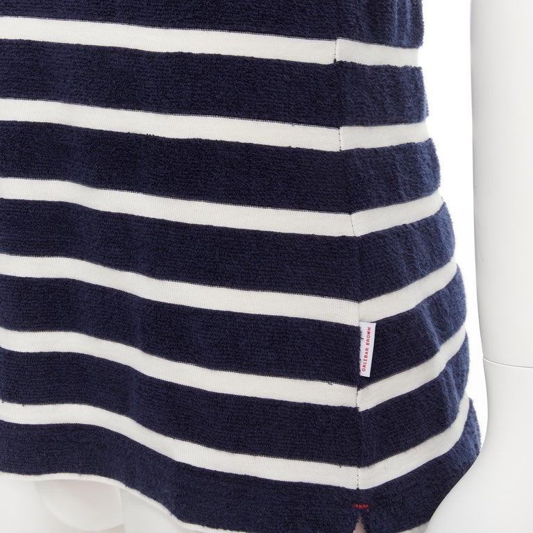 ORLEBAR BROWN navy white stripe towelling polo shirt S For Sale at 1stDibs