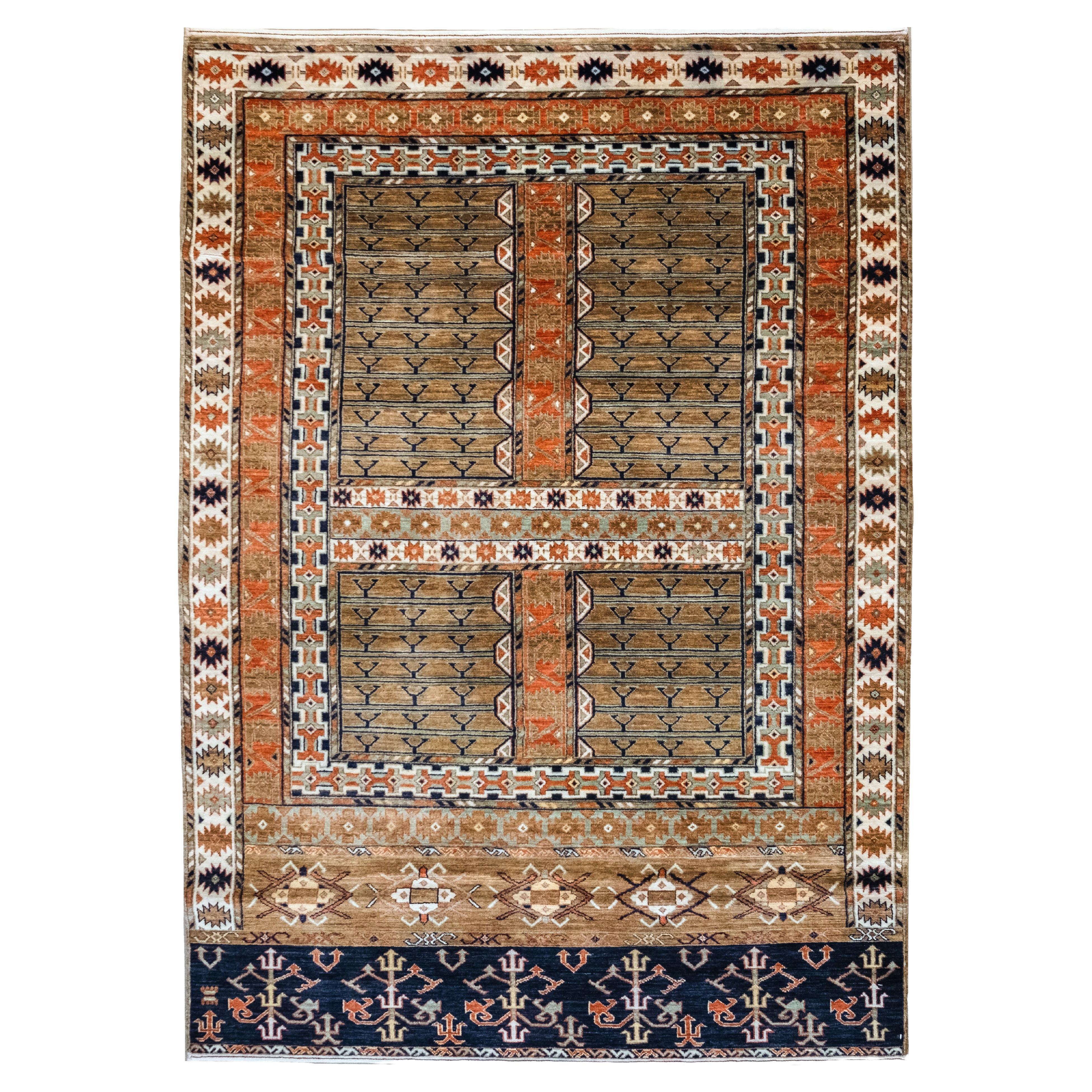 Transitional Red, Taupe, and Gold Persian Bakhtiari Carpet from Orley ...