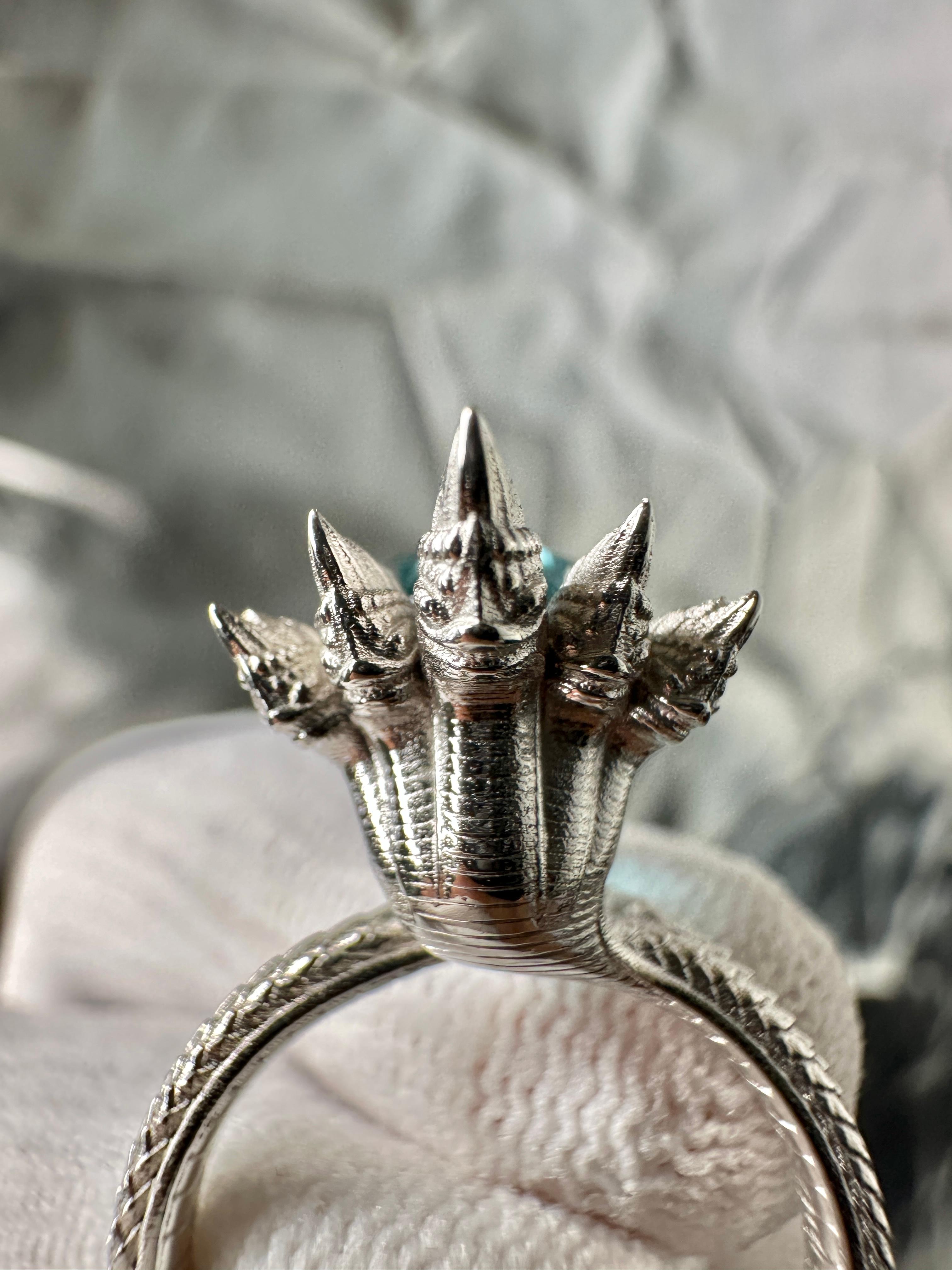 Orloff of Denmark, Auspicious Five-Headed Naga, Blue Zircon Sculpture Ring For Sale at 1stDibs