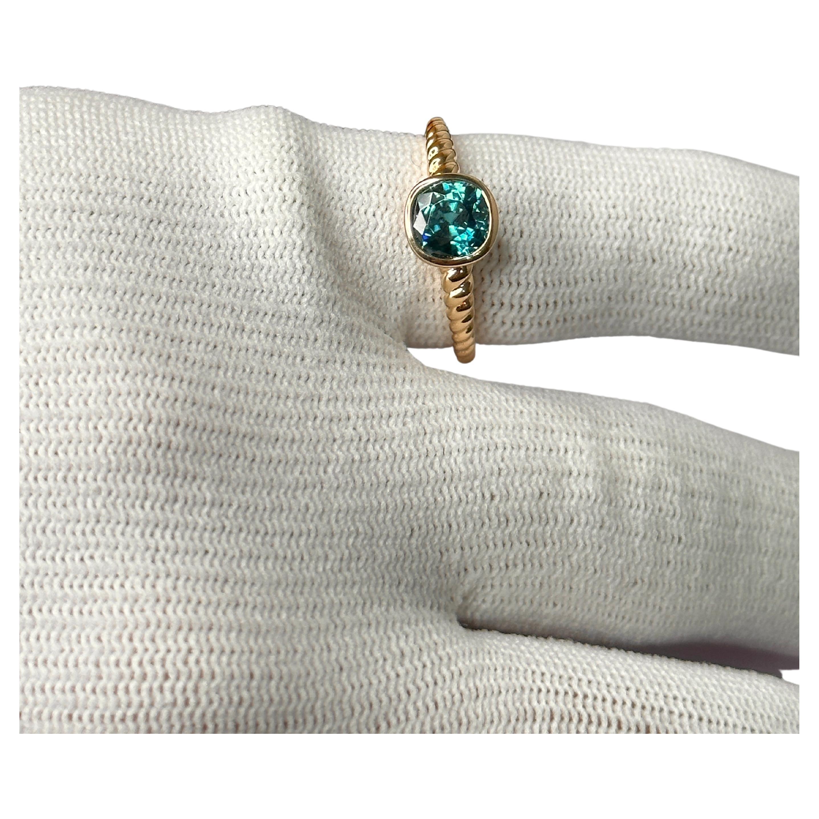 Orloff of Denmark, Natural Ocean Blue Zircon Solitaire Ring in 14K ...