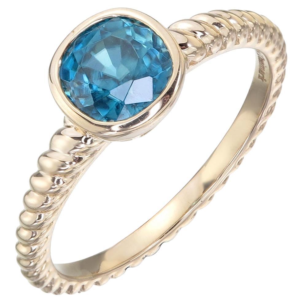 Orloff of Denmark, Triple Bezel 6.13 ct Blue Zircon Ring set in 14K ...