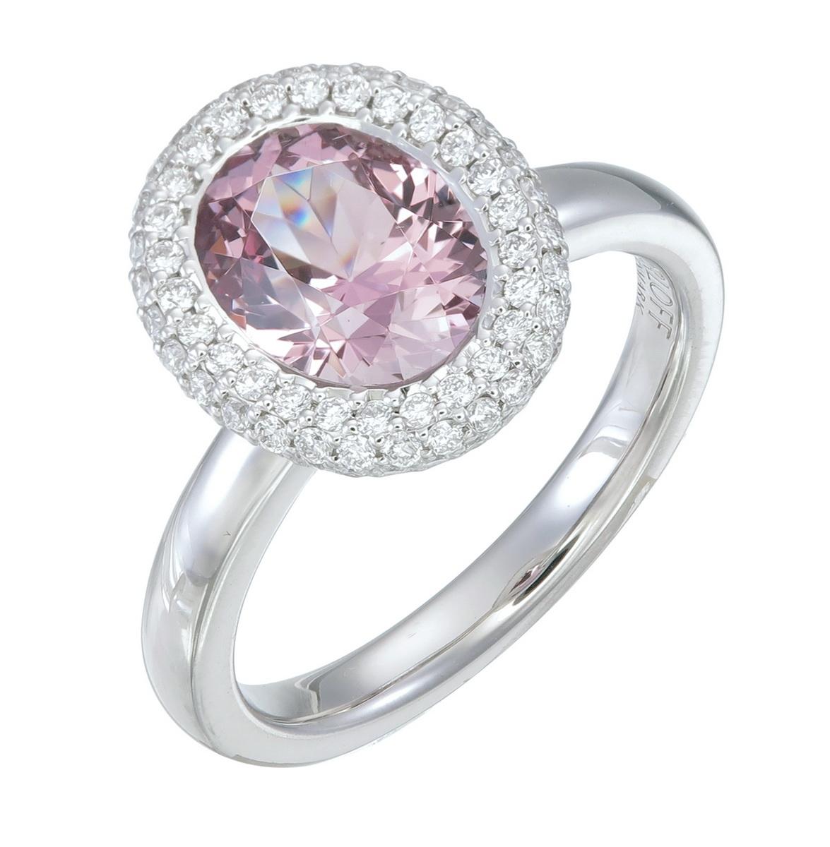 Orloff of Denmark, Pink Tajik Spinel Halo Ring Set in 950 Platinum at ...