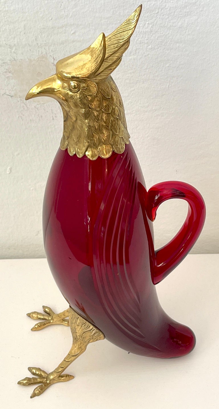 Ormolu and Red Crystal Figural Bird Decanter at 1stDibs
