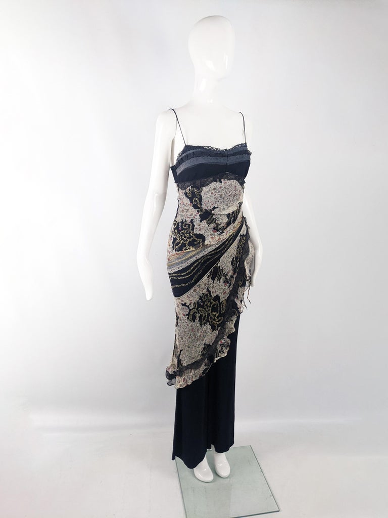 Orna Farho Paris Vintage y2k Silk Chiffon and Jersey Wide Leg Evening ...